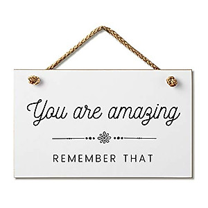 Marvin Gardens Designs You are Amazing Remember That Inspirational Hanging Wood Wall Sign 9.5 by 5.5 Inches You are Amazing (White), 9.5 x 5.5…