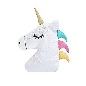 Levtex Home - Chantal - Decorative Pillow (16in. H) - Unicorn Shape - White, Yellow, Blue, Fuschia, Black and Gold