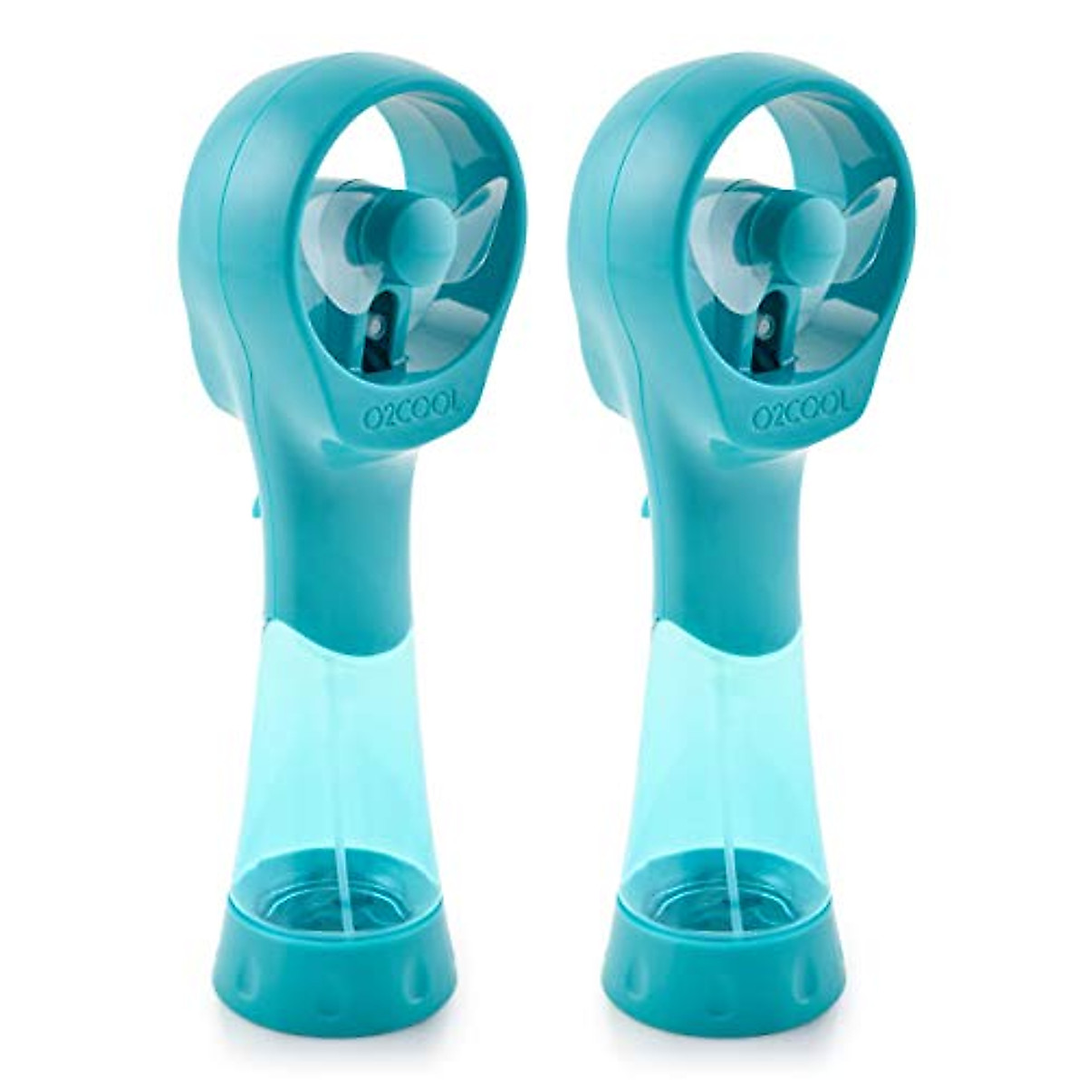 O2COOL 2 Pack Elite Battery Powered Handheld Water Misting Fans (Teal)