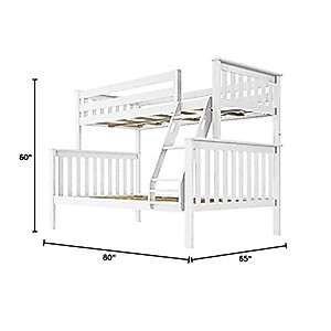 Max & Lily Bunk Bed, Twin-Over-Full Wood Bed Frame For Kids, White