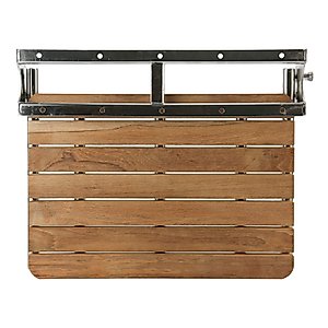 Amarine-made Teak Folding Shower Seat - Wall Mounted - Solid Wood Fold Down Spa Bench (21-5/8"x15"x1.7")