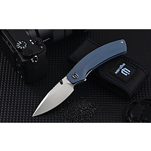 SHIELDON Hierophant Pocket Knife 154CM Steel 3.38'' Drop Point Blade G10 Handle Folding Knife with Easy Open Flipper & Thumb Stud for Every Day Carry(Satin)