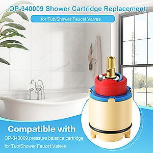OP-340009 Pressure Balance Ceramic Cartridge, Shower Cartridge Replacement, for Tub/Shower Valves.