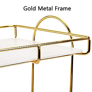 Hacaroa Bathroom Countertop Organizer with Marbling Tray, 2 Tier Makeup Organizer Wire Vanity Tray, Cosmetic Storage Shelf Counter Standing Rack for Kitchen, Dresser, Perfume, Skincare, Gold