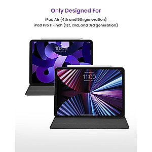 tomtoc Smart Folio Cover for 10.9-inch New iPad Air 5th Gen 2022, 11-inch iPad Pro 3/2/1, Ultra-Slim Lightweight Magnetic Protective Shell Stand Case with Multi-Viewing Angles, Auto Wake/Sleep, Black