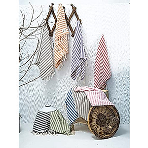 Luxury Turkish Hand Towels Set of 2 - Decorative Bathroom Peshtemal - 100% Cotton, Compact (19X36), Quick Drying, Soft, Lightweight, Highly Absorbent, Prewashed - Karadeniz (Black)