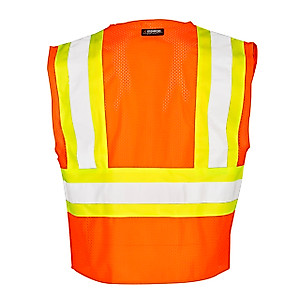 Kishigo Unisex High Visibility Reflective Contrasting Mesh Breakaway Vest 1176, Hook and Loop Closure, Polyester, ANSI 107 Type R / Class 2, Traffic Control, Emergency Response, Utility (Orange, 5X)