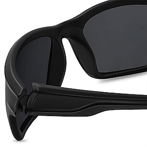 MAXJULI Polarized Sports Sunglasses for Men Women for Running Fishing Driving MJ8014 Black Frame with Grey Len