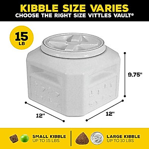 Gamma2 Vittles Vault Dog Food Storage Container with Airtight Lid, holds up to 10-15 Pounds of Dry Pet Food, Cat Kibble and Bird Feed, BPA Free, Made in USA
