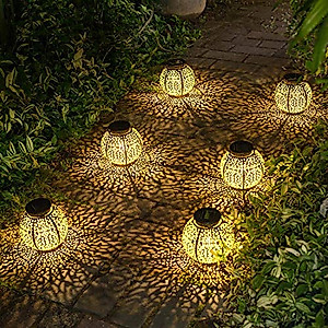 Homeimpro 2 Pack Solar Lantern Hanging Garden Outdoor Lights Metal Waterproof LED Table Lamp