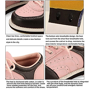 Mens Womens Bowling Shoes PU Leather Wear-Resistant Breathable Lightweight Bowls Shoes Bowling Trainers Comfortable Non-Slip Professional Indoor Bowling Shoes ( Color : Pink , Size : 7 Women/5.5 Men )