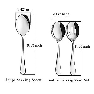 Serving Spoons x 3, Slotted Spoons x 3, X-Large 9.8 Inches Serving Spoon x 6, Stainless Steel Serving Spoons Set for Buffet Can Banquet Cooking Kitchen Basics