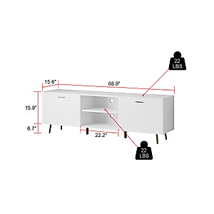 AIEGLE TV Stand with Storage, Modern 69" Gaming Entertainment Center with 2 Doors, Wood Media Stand for for 65/70/75 Inch TV, TV Console Table for Living Room, White
