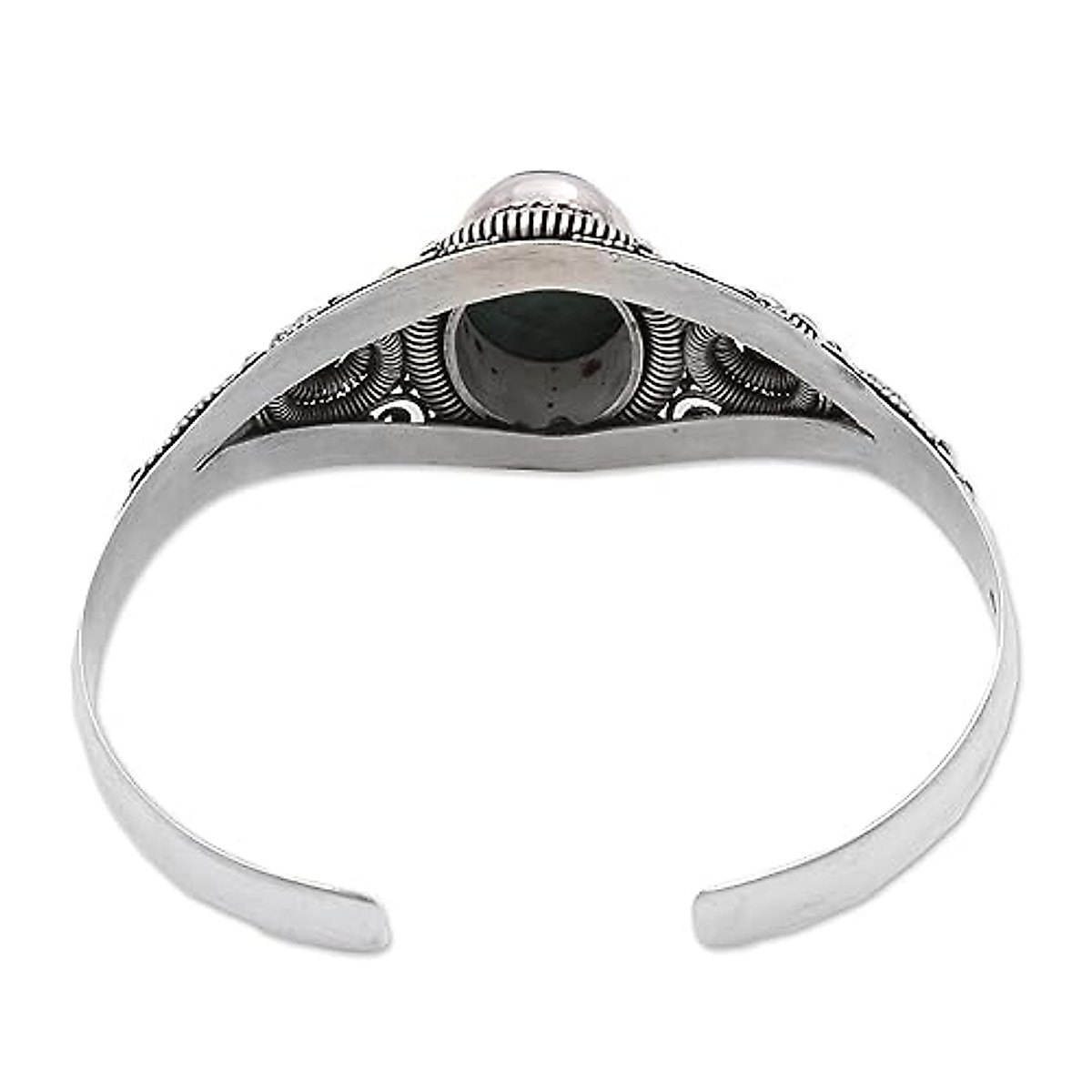 NOVICA Handmade Turquoise Cuff Bracelet Natural on 925 .925 Sterling Silver Tone Blue Indonesia Island Paradise Gemstone 'Balinese Magic'