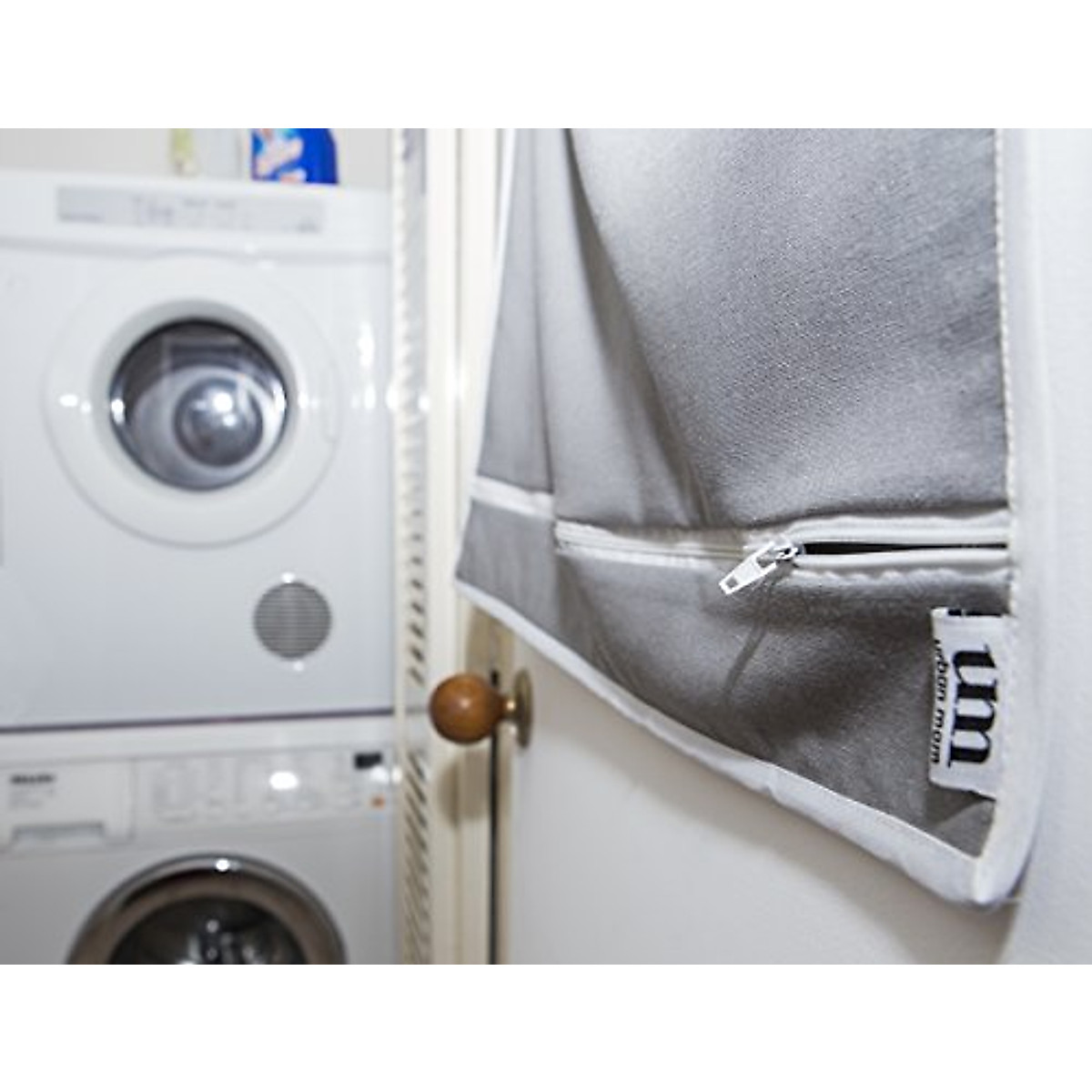 Urban Mom Door Hanging Laundry Hamper with Stainless Steel Hooks (Gray)