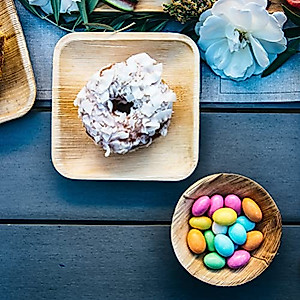 brheez Palm Leaf Bowls 4 Inch - 25 Pack - Eco Friendly, Compostable & Biodegradable – Elegant Bamboo Look Disposable Bowls are Heavy Duty and More Environmentally Friendly than Paper Bowls