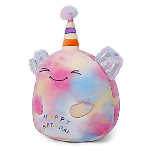 24 lnch Happy Birthday Axolotl Stuffed Animal Birthday Plush Toy Plushies Pillow Soft Plushie Doll Gifts for Girls Boys Christmas Decoration