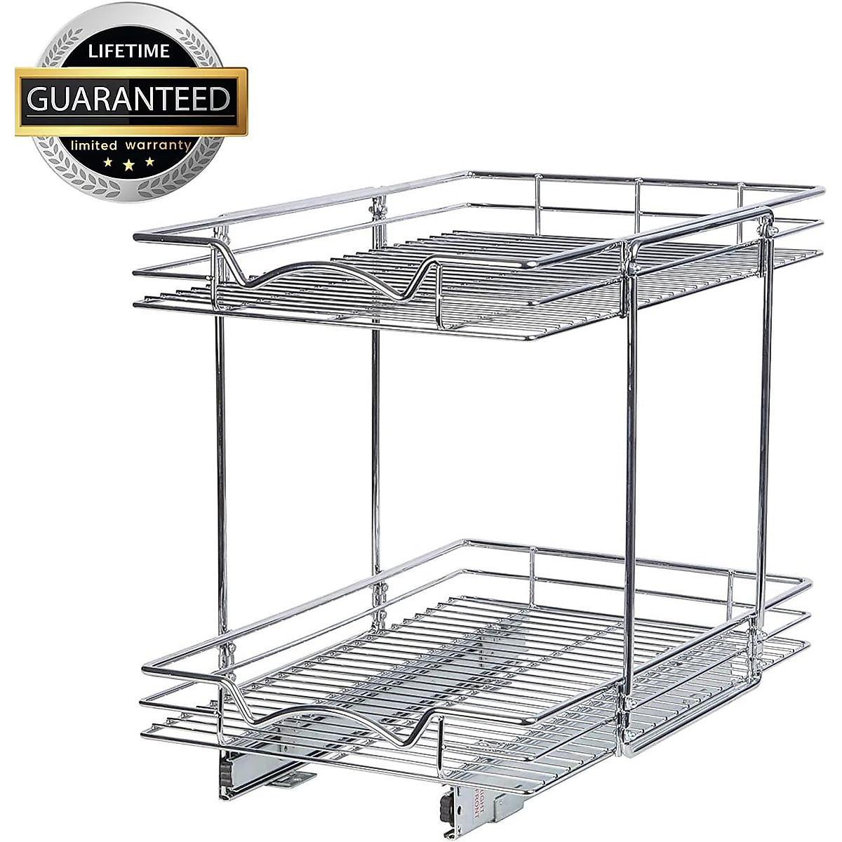 Hold N’ Storage 2 Tier Pull Out Cabinet Organizer Shelves – Heavy Duty Metal with 5 Year Limited Warranty -15"W x 21"D x 17-3/4"H