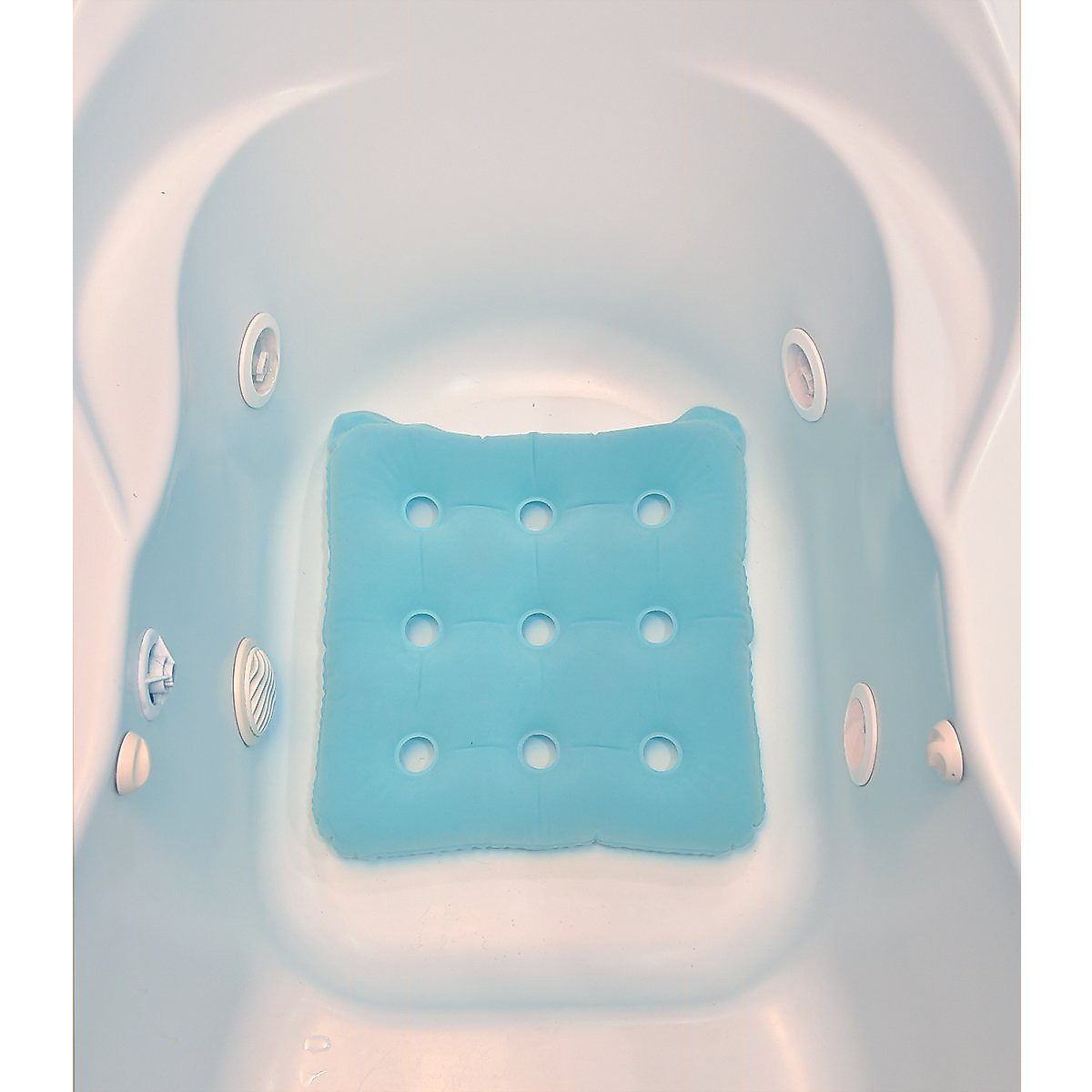 ObboMed HB-1502N New and Handy air Valve Foldable Portable, Inflatable Pressure Relieving Bath SPA Cushion W/ 4 Suction Cups for Bath Tube, Size 15 x 15.7 x 3” (38L x 40W x 7.5H cm)