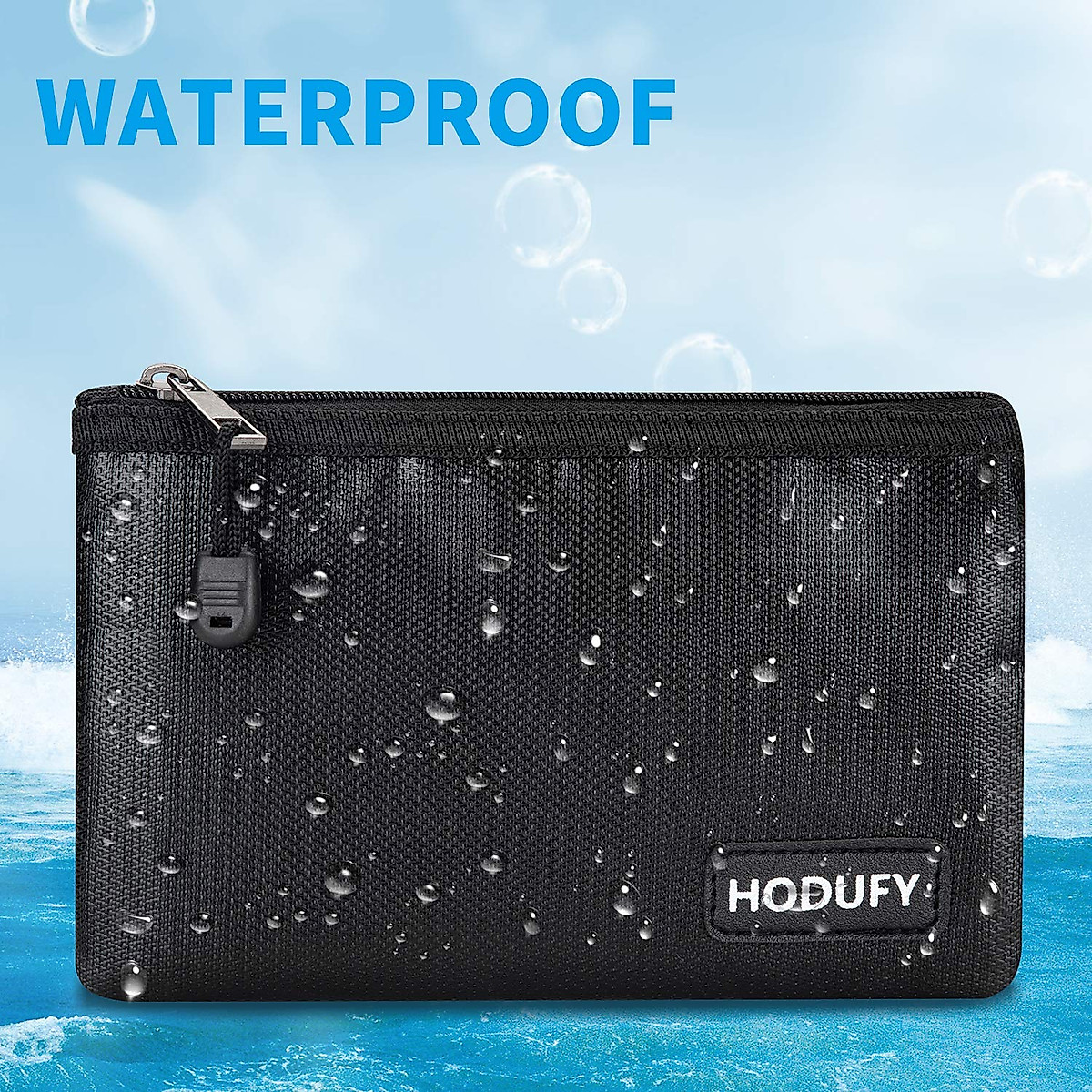 Hodufy Small Fireproof Bag, 5 x 8 inches Non-Itchy Fireproof Money Bag, Fireproof Cash Bag, Bank Fireproof Bag Set for Valuables - Passport, Bank Deposit, Keys (2-Pack)