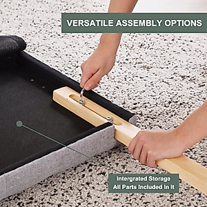 Kingfun Tufted Upholstered Queen Size Bed Headboard in Modern Button Design, Adjustable Solid Wood Head Board, Premium Linen Fabric Padded Headboards in Bedroom (Smoky Grey)