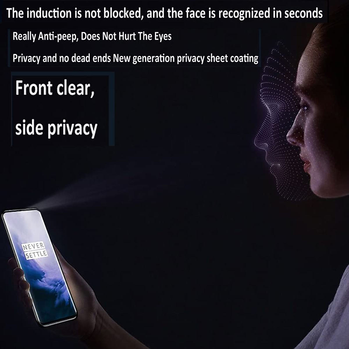 YiiLoxo Hydrogel Film Privacy Screen Protector Compatible with OnePlus 7 Pro/OnePlus 7T Pro [Anti-Spy] High-sensitivity Soft Protective Film [Not Tempered Glass]