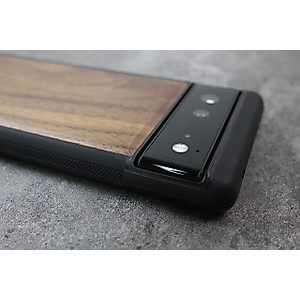 Carveit Hand-inlaid Wooden Case for Google Pixel 7 Pro, (Yinyang Wolf Engraved on Walnut) Compatible with QI Wireless Charging