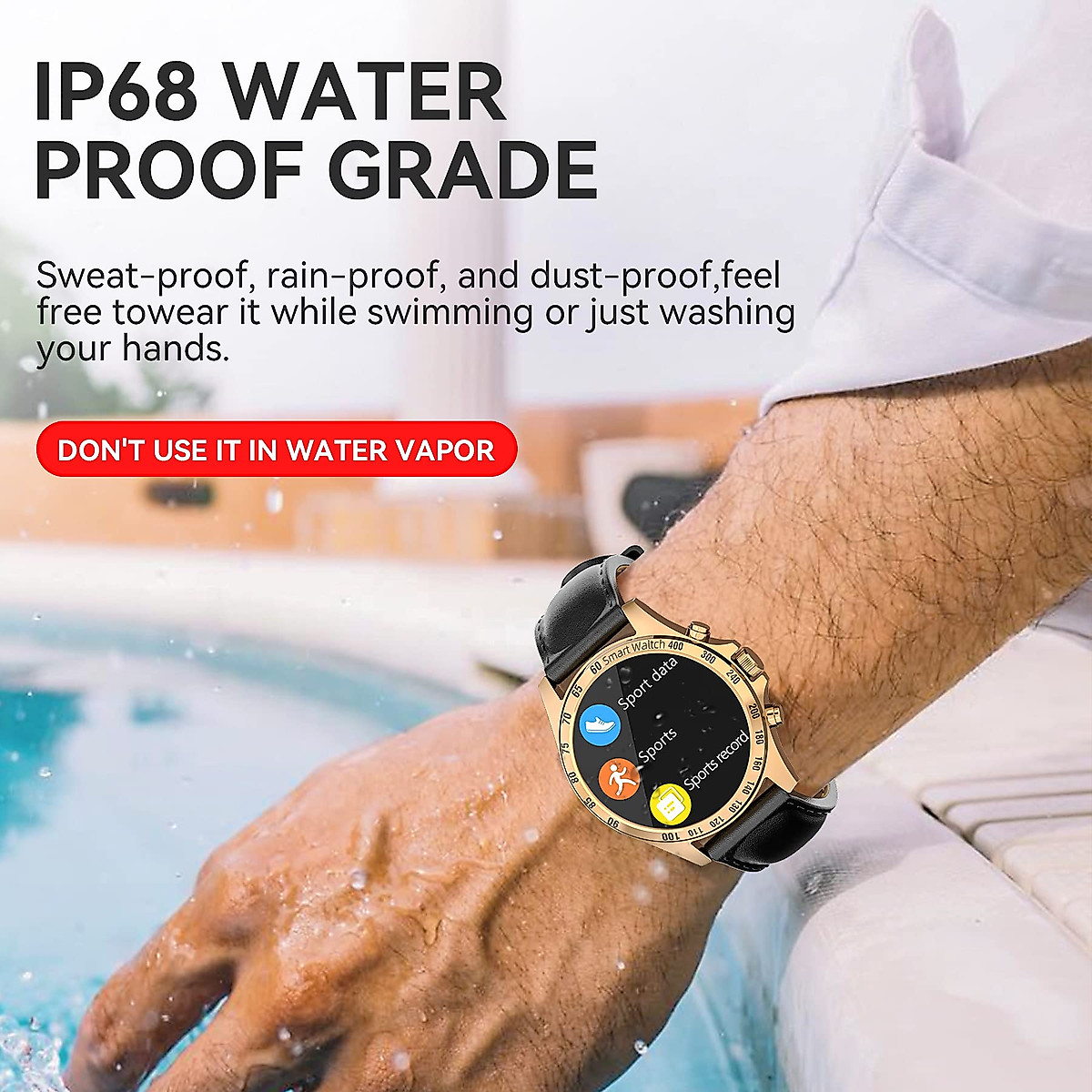 Smart Watches for Men Women,Activing Fitness Tracker with Blood Oxygen Saturation&Heart Rate Monitor,1.28 inch Full Touch Screen,IP68 Waterproof Smart Watch for Android iOS Phones (Gold)