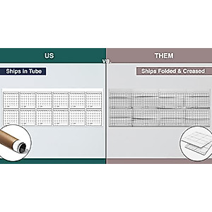 Large Dry Erase Wall Calendar - 36" x 96" - Undated Blank 2023 Reusable Yearly Calendar - Giant Whiteboard Year Poster - Laminated Office Jumbo 12 Month Calendar