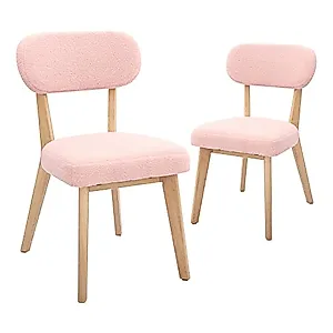 CangLong Mid Century Modern Velvet upholstered Dining Chairs with Wood legsWood, Dining Chairs, Set of 2, Pink