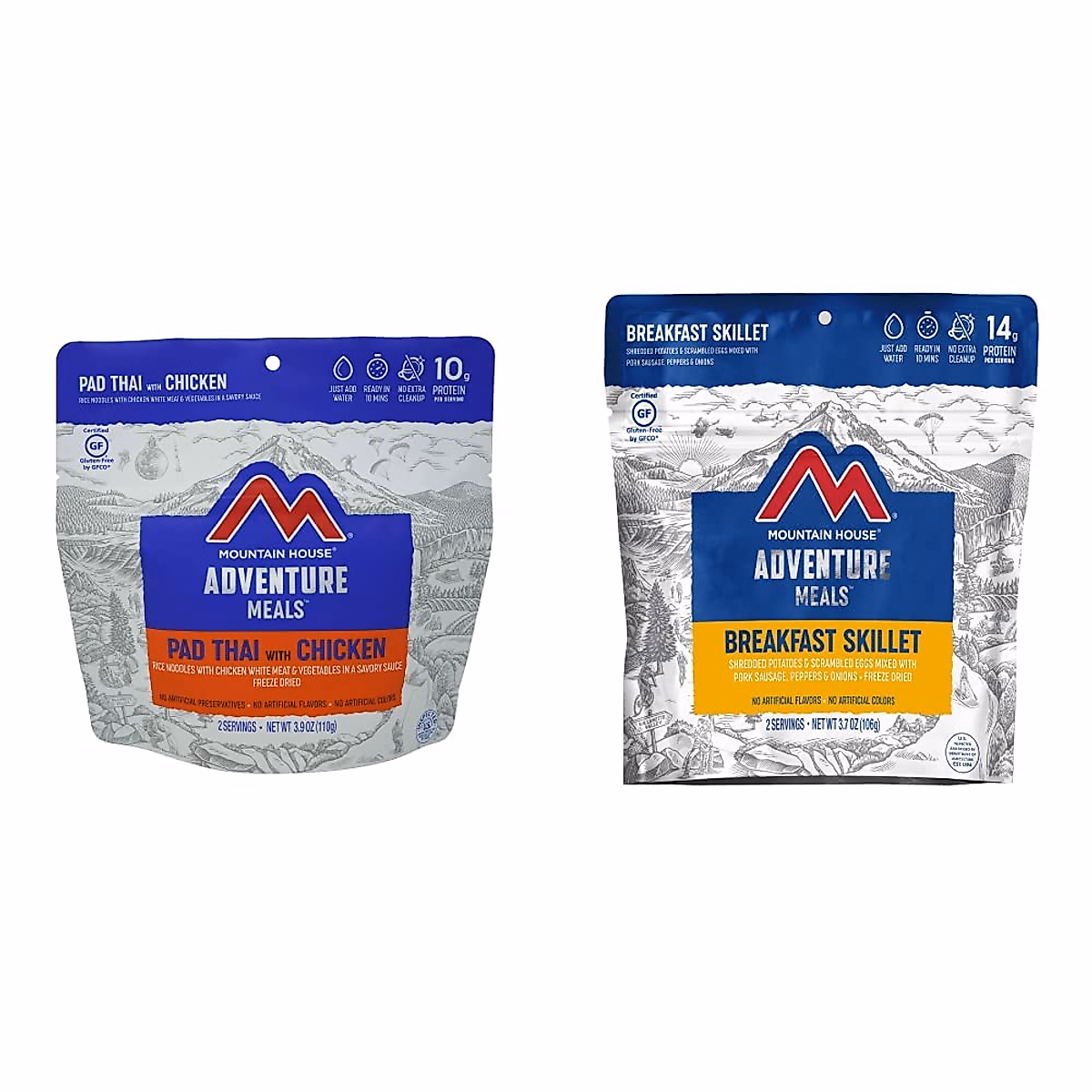 Mountain House Pad Thai with Chicken | Freeze Dried Backpacking & Camping Food |2 Servings | Gluten-Free & Breakfast Skillet | Freeze Dried Backpacking & Camping Food | 2 Servings | Gluten-Free