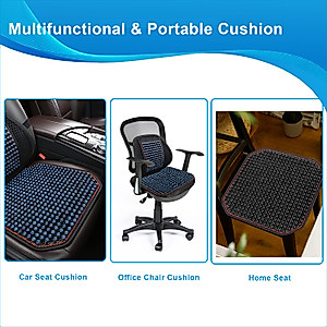 JDbezuge Wood Beaded Car Seat Cover for Cars Trucks, Summer Cooling Seat Cushion, Airflow Car Seat Beads Cover Pad(Blue)