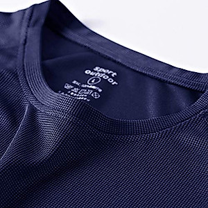 YOMXL Men's Short Sleeve Crew Neck Sports Tee Lightweight Quick Dry Breathable Tops Summer Casual Outdoor T-Shirt Dark Blue