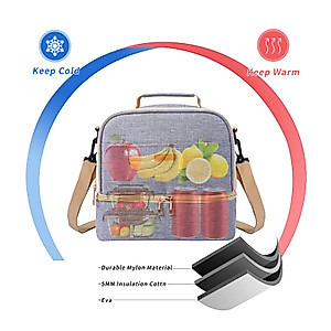 MOV COMPRA Movcompra Lunch Bag Women Flower Insulated Lunch Box for Work Double Deck Lunch Bag for Women
