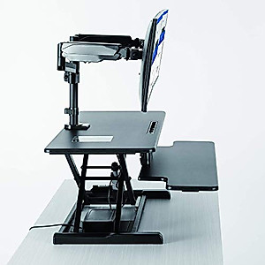G Pack Pro Standing Desk Converter - Electric Height Adjustable Desk for Sit Stand Desk Workstation with Removable Keyword Tray and Space for Dual Monitors - Ergonomic Design for Maximum Productivity