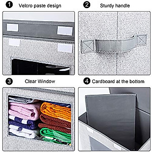 Univivi Foldable Nursery Storage Bin [4-Pack] Fabric Storage Boxes with Lids Large Toy Organizers and Storage for Nursery Bedroom Home (Gray, 17“ x 12” x 12")