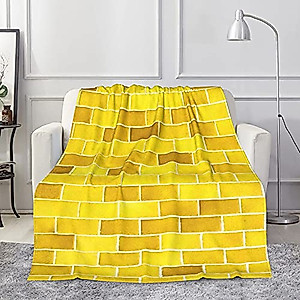 Yellow Brick Road Blanket for Bed Couch Sofa,Yellow Mosaic Tiles Throw Blanket,Soft Cozy Plush Warm Fuzzy Lightweight Microfiber Fleece Blanket for Adults Teens Kids 60"X50"