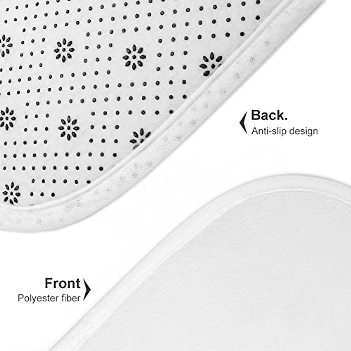 Bathroom Rug Set 2 Piece Black Silver Glitter Diamond Sparkly Bath Rugs and U-Shaped Contour Toilet Rug, Non-Slip Bath Carpet Bath Mats for Bathroom 15.7"x23.6"