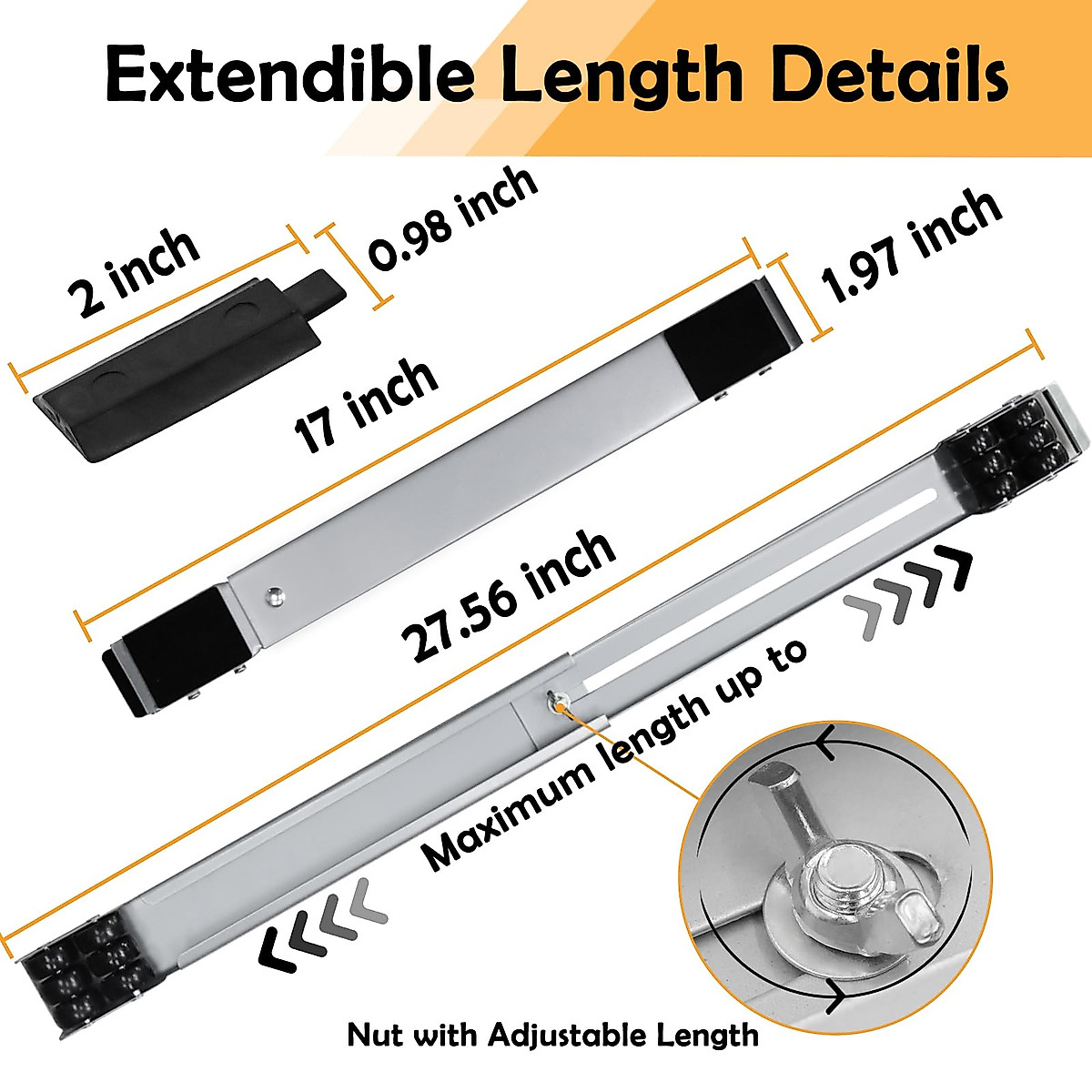 4PCS Extendable Furniture Appliances Rollers, Mover Tools with 24 Roller & Brake Equipment for Heavy Washing Dryer Machine Refrigerator Strong Base Stand Mobile Wheels Grey