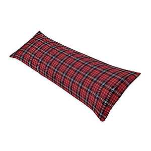 Sweet Jojo Designs Red and Black Woodland Plaid Flannel Body Pillow Case Cover for Rustic Patch Collection (Pillow Not Included)