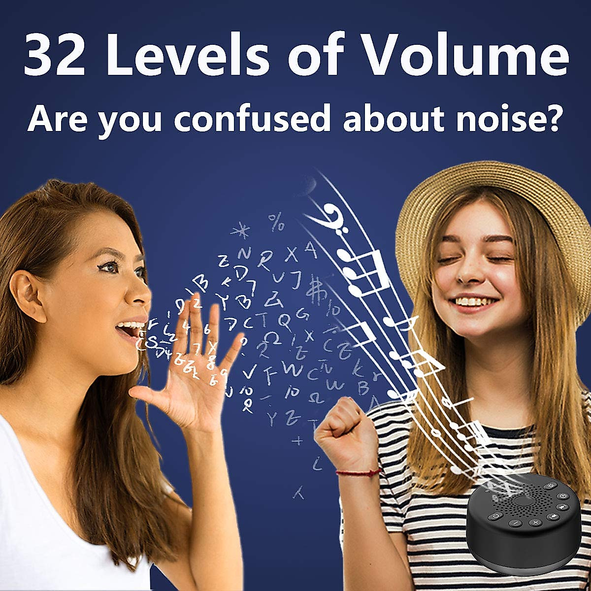 Easysleep Sound White Noise Machine with 25 Soothing Sounds and Memory Function 32 Levels of Volume and 5 Sleep Timer Powered by AC or USB for Sleeping Relaxation (Black-No Light)