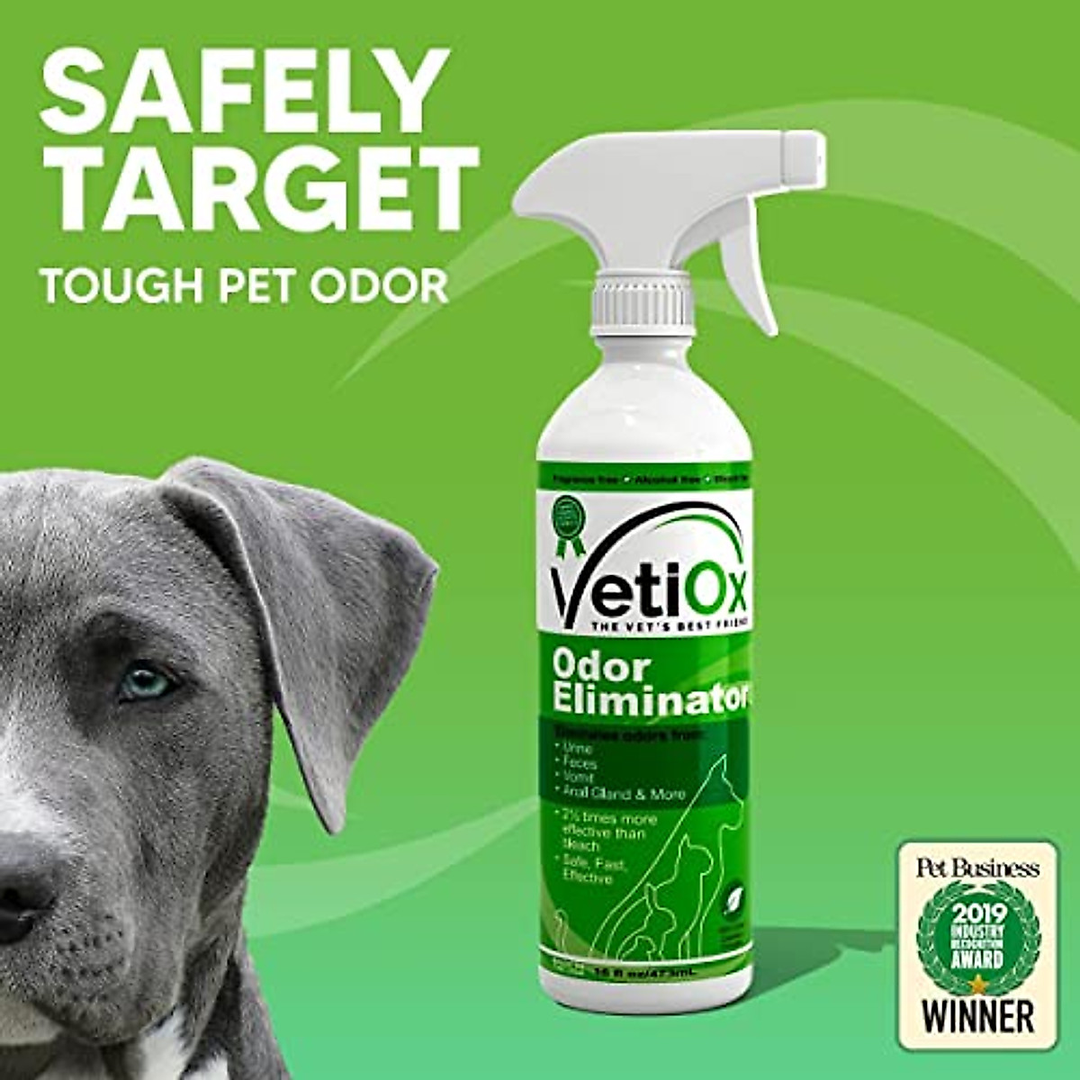 VetiOx Pet Odor Eliminator, Veterinarian Strength Dog and Cat Deodorizer, 16 oz Trigger Spray Bottle