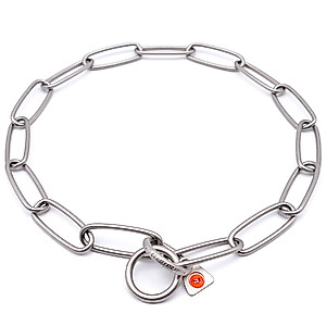 Herm Sprenger - Matt Stainless Steel Scratch Resistant Long Link Fur Saver Dog Collar - Professional Training Collar - Made in Germany (21 inches (53 cm))