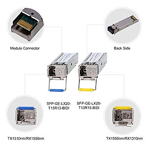 5 Pairs BIDI SFP Network Transceiver Module, 1.25 Gigabit Single Mode LC 1000BASE-LX Single Fiber Interface SFP 20km