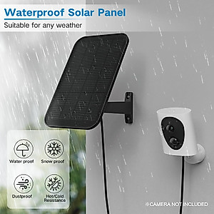 VIRTAVO Solar Panel Compatible with VIRTAVO Cam, Waterproof Solar Charger, Security Certified Continuous Power Supply,with 13ft Cable Micro USB Port & Type-C Adapter,360° Adjustable Bracket