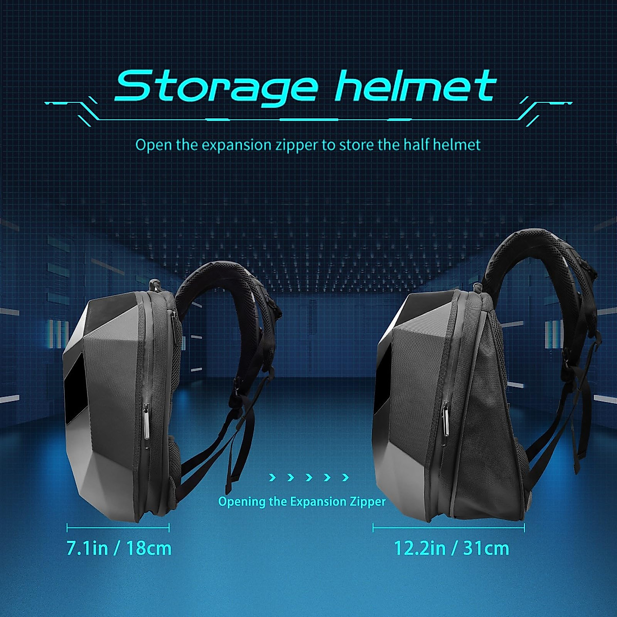 Taysem LED Backpack with Eyes - Led Motorcycle Backpack Waterproof LED Knight Backpack with Programmable Screen Christmas Gift (B)