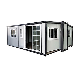 Portable Prefabricated Tiny Home 19x20ft, Mobile Expandable Plastic Prefab House for Hotel, Booth, Office, Guard House, Shop, Villa, Warehouse, Workshop (with Restroom)