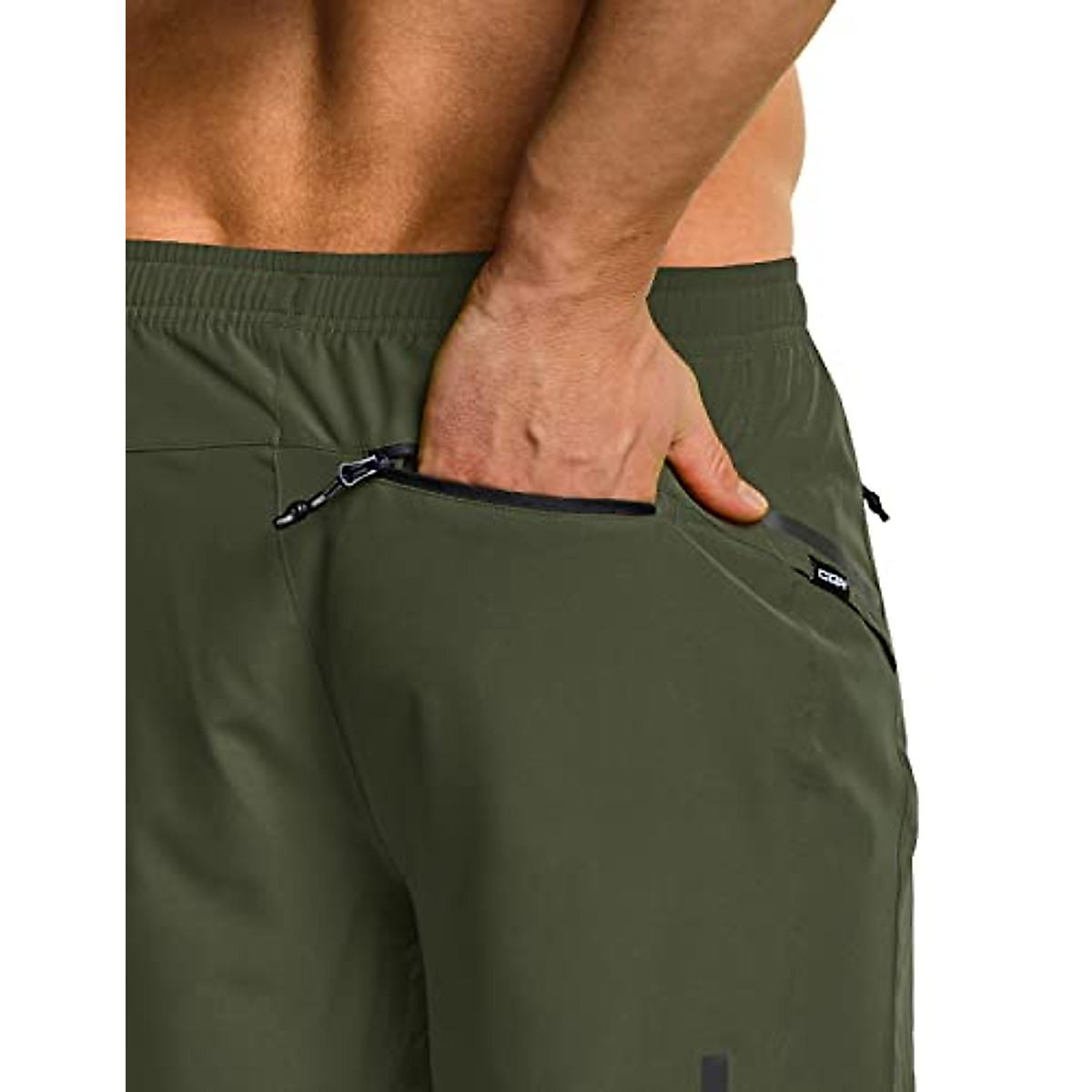 CQR Men's 7 Inches Sports Training Shorts, Lightweight Quick Dry Athletic Shorts, Running Workout Hiking Shorts with Pockets, Tahoe Shorts Olive, X-Large