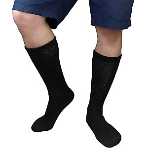 Falari Diabetic Socks Men Unisex Size 10-13 Black 63-2040-12PAIRS