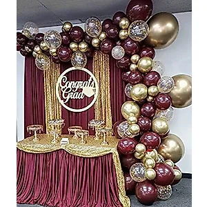 118pcs Burgundy Gold Balloon Arch Garland Kit Double Stuffed Wine Red Balloons Gold Dot Confetti Balloon for Valentines Day Birthday Wedding Decorations Baby Shower Bridal Shower Globos